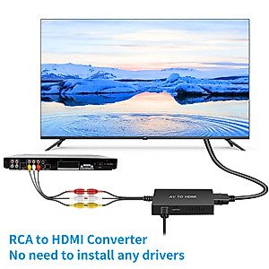 Tengchi RCA to HDMI Converter, Composite to HDMI Adapter Support 1080P PAL/NTSC Compatible with PS one, PS2, PS3, STB, Xbox, VHS, VCR, Blue-Ray DVD Players