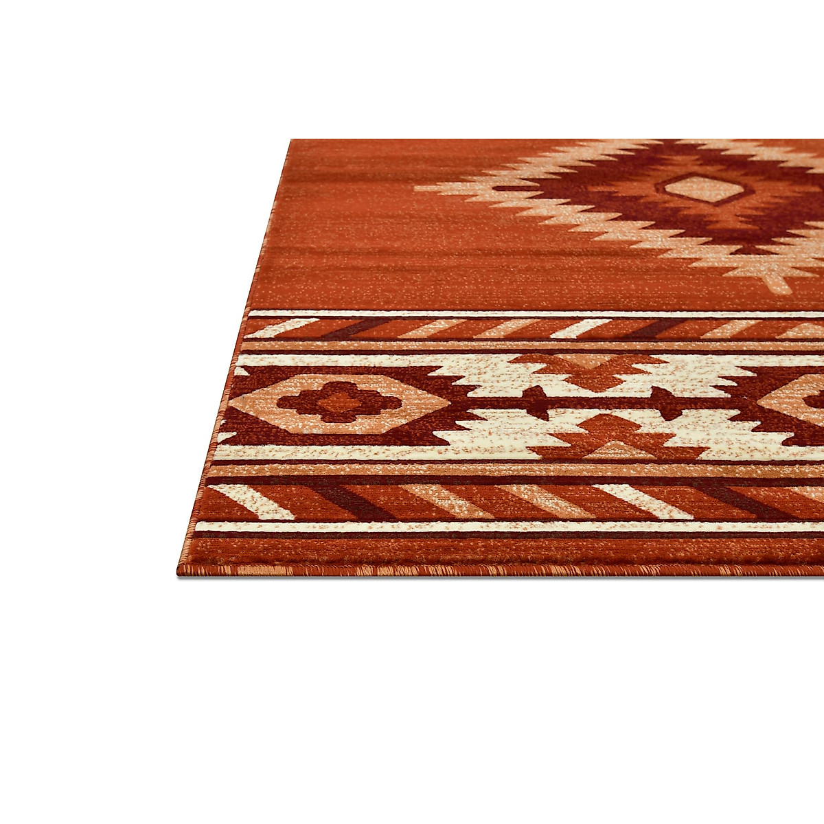 YHSF South West Native American Area Rug - Easy Clean, Thick, Soft, Durable Native Tribal American Indian Inspired Rug for Bedroom/Living Room/Hallways and More - Rust, 5 Feet x 7 Feet