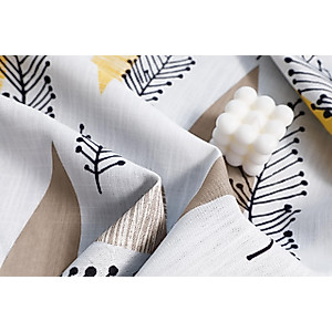 Cherry Home Modern Leaves Room Darkening Blackout Curtain Pairs Panel Heavy Drapes for Living Room Grommet Top Draperies Yellow,2 Panels with 2 Matching Pillow Case,52 Inch by 84 Inch