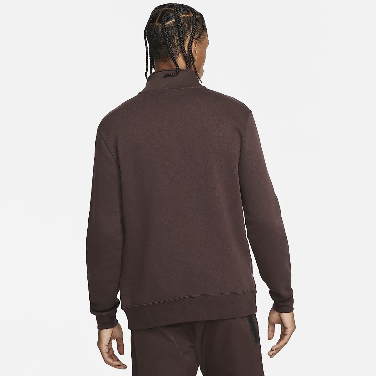 Nike Men Sportswear Club Brushed-Back 1/2-Zip Pullover (2X-Large, Brown Basalt/University Red/University Red)