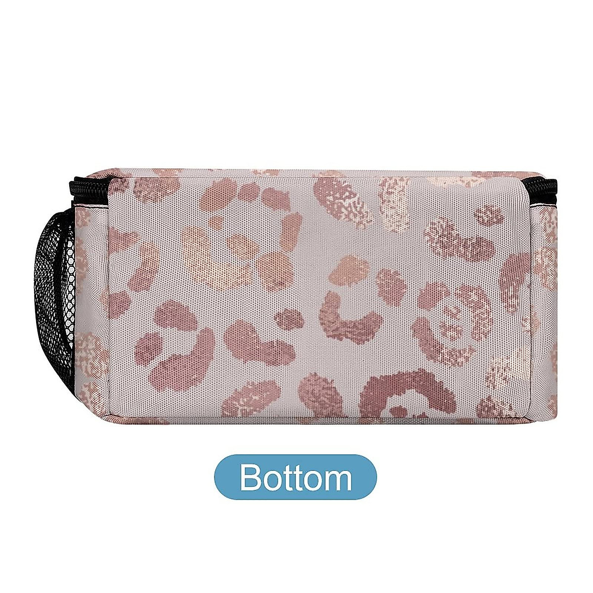 MINBHEBYUD Leopard Skin Rose Gold Lunch Bag for Men Women, Insulated Lunch Bags for Office Work, Reusable Portable Lunch Box