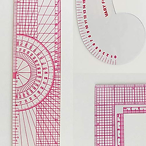 HLZC Fashion Clear Metric Sewing Ruler Set, French Curve Pattern Ruler Kit for Beginners Tailors Designers (A-9-Piece Set)