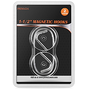 PRIMADA Extra-Strong Set Magnetic Hooks, 2pc, Chrome
