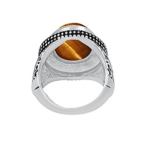 5.78Cts Solitaire Natural Tiger Eye 925 Silver Plated Ring Size 11 For Women, Brown Stone June Birthstone Ring Jewelry Gift For Women Mom Wife