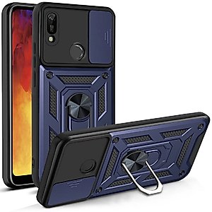 Kukoufey Compatible with Huawei Y6 2019 Bracket Shell,with Slide Camera Lens Cover Compatible with Huawei Y6s 2019 JAT-LX3 JAT-L29 JAT-LX1 JAT-L41 / Y6 2019 MRD-LX1 MRD-LX3 MRD-LX1N/F Case Blue