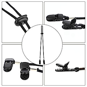Black Adjustable Hat Strap Clips Windproof Strap Clips Retainers Anti-Lost Strap with Cord Locks for Sports (Classic Style)