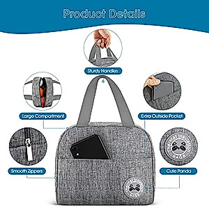Weewooday 2 Pieces Insulated Lunch Bag Reusable Lunch Box Freezable Lunch Bag Leakproof Tote Bag for Women Men Office Work School Beach Hiking Picnic Fishing