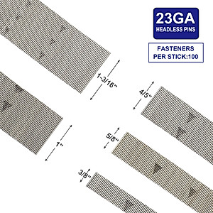 HAMWOO 5000Pcs 23 Gauge Stainless Steel Pin Nails, Headless Pinner Nails (3/8",5/8",4/5",1",1-3/16") assorted 5 sizes for Molding Cabinetry Building photo frame,handicrafts