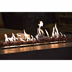 Elementi Granville Fire Table Cast Concrete Natural Gas Fire Table, Outdoor Fire Pit Fire Table/Patio Furniture, 45, BTU Auto-Ignition, Stainless Steel Burner, Lava Rock Included