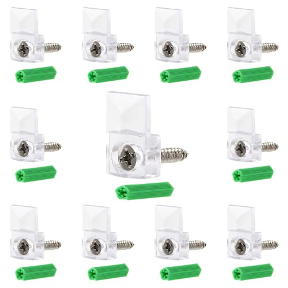 Qjaiune 20 Pack Mirror Holder Clips for Walls, Clear Retainer Clips Cabinet Glass Holder Clip, Wall Mirror Mount Kit Frameless Mirror Hanging Hardware for Vanity Mirror Window Screen (Classic Style)