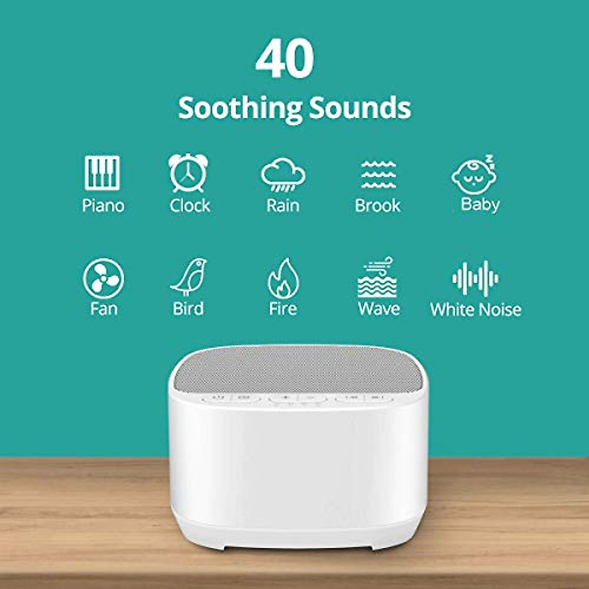 Magicteam Sleep Sound White Noise Machine with Natural Soothing Sounds and Memory Function 32 Levels of Volume Powered by AC or USB and Sleep Timer Sound Therapy for Baby Kids Adults (B-White)