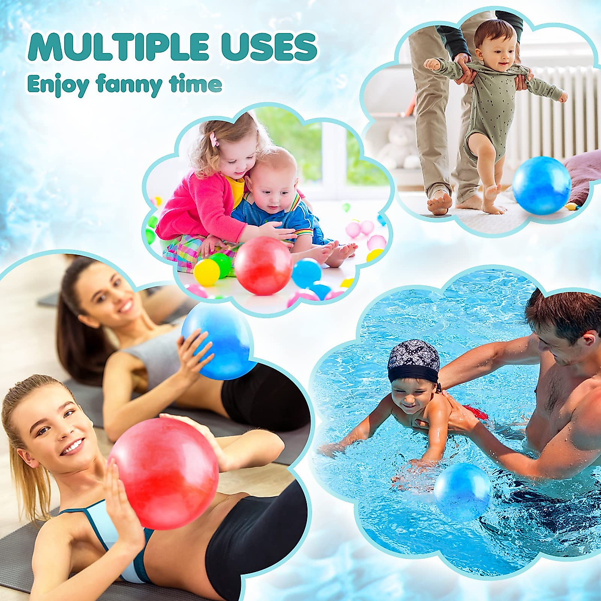 Abeillo 8.5 Inch Marbleized Bouncing Balls for Kids, 2 Pieces Cloud Bouncy Balls Inflatable Rubber Playground Ball Bouncy Play Balls for Kids Adults Pet Outdoor School Water Fun