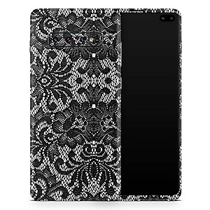 DesignSkinz Black and White Lace Pattern V108 Protective Vinyl Decal Wrap Skin Cover Compatible with The Samsung Galaxy S20 (Screen Trim & Back Glass Skin)