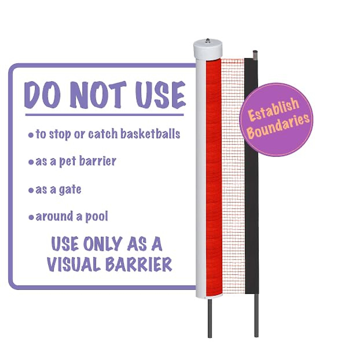 Kidkusion Retractable Driveway Guard, Orange, 25' Driveway Safety; Made in The USA; Outdoor; Visual Barrier; Adjustable