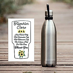 50 Tumbler Care Cards, Tumbler Care Instructions, Tumbler Care and Cleaning Cards, Cup Care Instructions Sun Flower