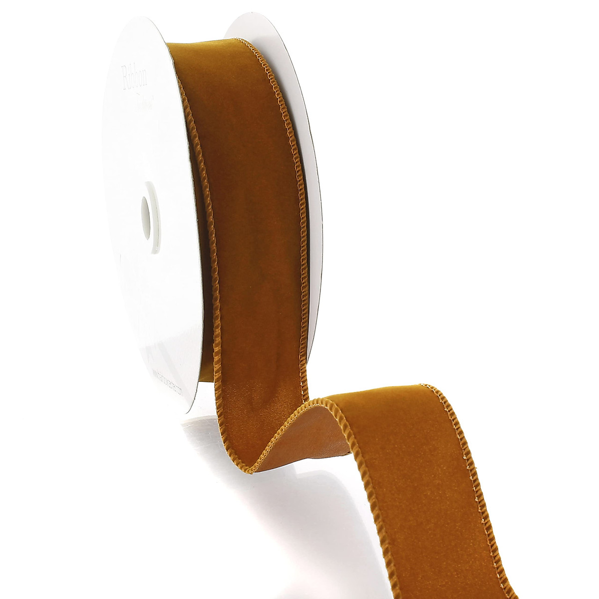 Ribbon Traditions 1.5" Wired Suede Velvet Ribbon Old Gold - 10 Yards