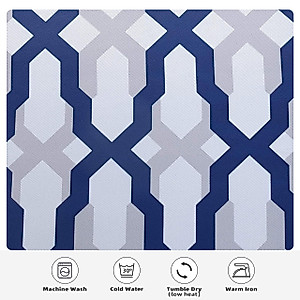 DriftAway Mason Geometric Trellis Pattern Window Curtain Valance Rod Pocket 52 Inch by 14 Inch Plus 2 Inch Header Navy