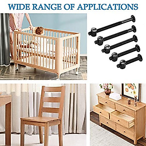 Baby Bed Crib Screws Hardware Replacement Kit, QLOUNI 50Pcs Hex Drive Socket Cap Screws, M6x40mm/ 50mm/ 60mm/ 70mm/ 80mm Barrel Nuts Assortment Kit for Beds Headboards Chairs Furniture (Black)