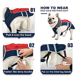 JOYELF Winter Warm Dog Coat, Reflective Waterproof Dog Jacket with Harness Traction Belt, Adjustable Size Windproof Dog Vest Warm Dog Apparel for Small to Medium Dogs - Medium Size