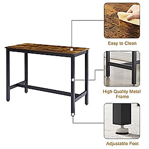 KIVENJAJA Bar Table and Chairs Set for 4, 5-Piece Rectangular Pub Bistro Table & Stools with Backrest, Counter Height Dining Table Set for Kitchen Living Room Restaurant Breakfast Nook, Rustic Brown