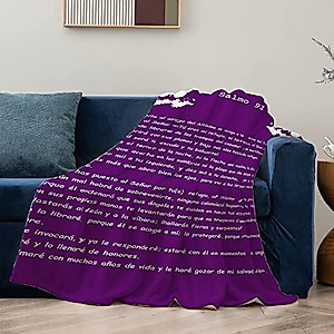 YIVIVEN Salmo 91 En Español Blanket Christian Gifts 50"x60", Religious Throw Blanket, Christian Blankets Plush, Salmo 91 Throw Blanket (Salmo 91) Prayer Blanket Scripture Blanket