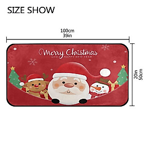 Kitchen Rugs Christmas Cute Santa Claus Design Non-Slip Soft Kitchen Mats Bath Rug Runner Doormats Carpet for Home Decor, 39" X 20"