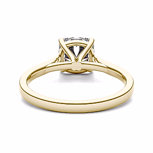 Charles & Colvard Created Moissanite 7.5mm Cushion Cut Solitaire Engagement Ring for Women | 2 cttw DEW | Lab Grown | Solid 14K Yellow Gold | Size 5.5