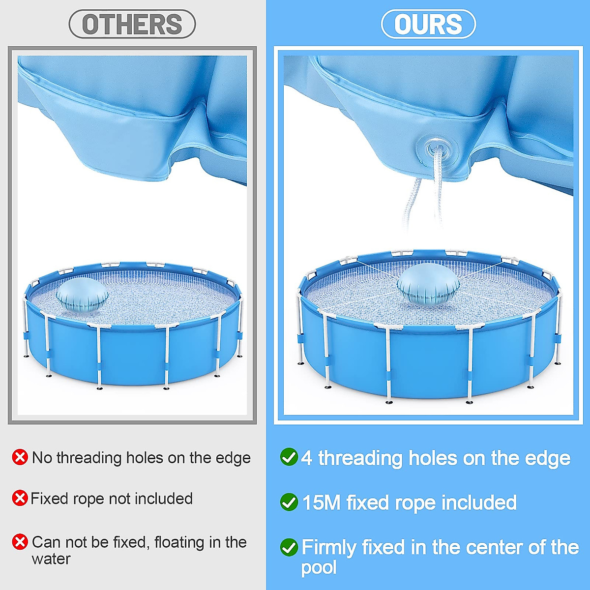 Pool Air Pillows for Above Ground Pools & Patio Furniture Cover Airbag - 4ft Dia. Winter Closing Winterizing Kit with Ropes, Thicken PVC Ice Equalizer Support Swimming Pool Covers