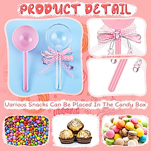 30 Pcs Baby Rattle Party Favors Baby Shower Bottles with Bow Crystal Bear Pacifier Ornament Pink Fillable Baby Rattle Plastic Candy Bottle and 56 Thank You Label Stickers for Birthday Gift Decoration