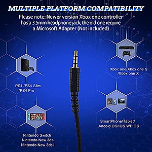 DIWUER Gaming Headset for Nintendo Switch, Xbox One, PS4, Bass Surround and Noise Cancelling 3.5mm Over Ear Headphones with Mic for Laptop PC Smartphones (Blue)