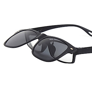 LUFF Polarization Clip-On Sunglasses Unisex-Elegant&Comfortable Clips Flip up Myopic Sunglasses for Outdoor/Driving/Fishing (Dark Grey)