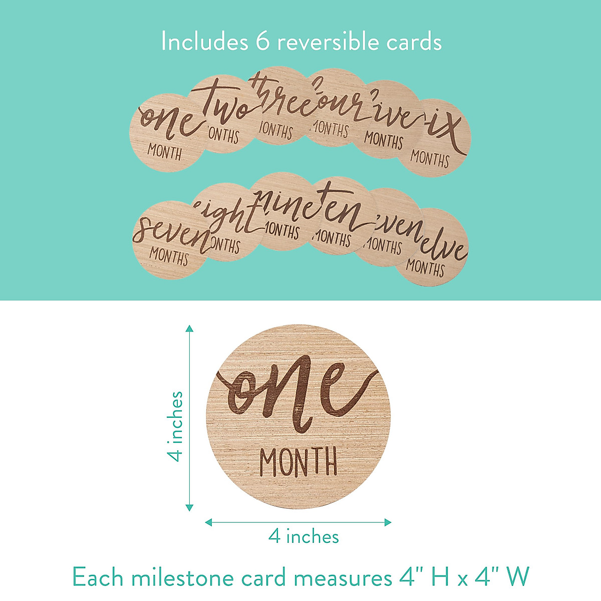 Kate & Milo Baby Monthly Milestone Marker Discs, Reversible Photo Props, Baby Growth and Pregnancy Growth Cards, Wooden