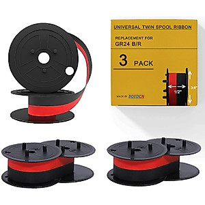 3 Pack Replacement for Porelon 11216 Universal Twin Spool Calculator Ribbon Universal GR24br Compatible with Sharp el-1197piii Nukote BR80c Casio fr-2650tm Adding Machine Ribbons Universal (Black/Red)