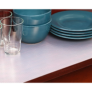 Con-Tact Brand Premium Plus Non-Adhesive Shelf Heavy Duty and Multi-Functional Drawer Liner, 18" x 4', Ribbed Clear, Pack of 1 Roll