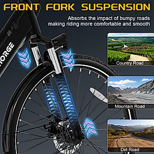 KORNORGE Electric Bike KC7, 26” Electric Bike for Adults with LCD Display, 350W Motor Ebike Up to 19.98 MPH, 36V 12.5Ah Battery, Dual Shock Absorber, Certified to UL Standard 2849