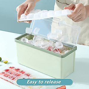 PYANGUHAI Ice Cube Tray with Lid and Bin, Bucket, Maker Substitutes， Comes Container, Scoop Cover Release Box Container for Freezer (Green)