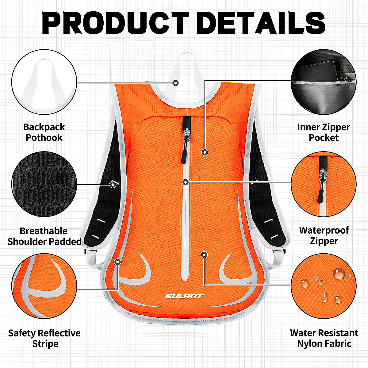 Sborter Small Lightweight Backpack for Cycling/Walking/Running/Hiking/Skiing/Short Trip/School, 14L Hydration Pack Rucksack for Women Men