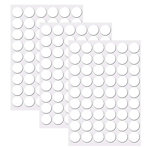 3 Sheets Screw Hole Stickers, 54 in 1 Self Adhesive Screw Covers Caps PVC Material Dustproof Sticker for Wooden Furniture Accessories (0.83inch/21mm, White)