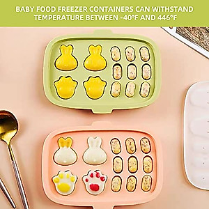 Baby Food Freezer Trays - Food Storage Containers with with Lids, Silicone Food Molds Trays for Homemade Baby Food, Breast Milk, Vegetable, Juice & Fruit Purees, 2 Pack (Orange/Green)