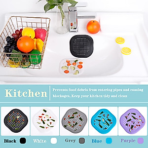 Shower Drain Hair Catcher, Durable Silicone Shower Drain Covers Hair Stopper with Suction Cup, Easy to Install Suit for Bathroom,Bathtub and Kitchen 3PACK (White)