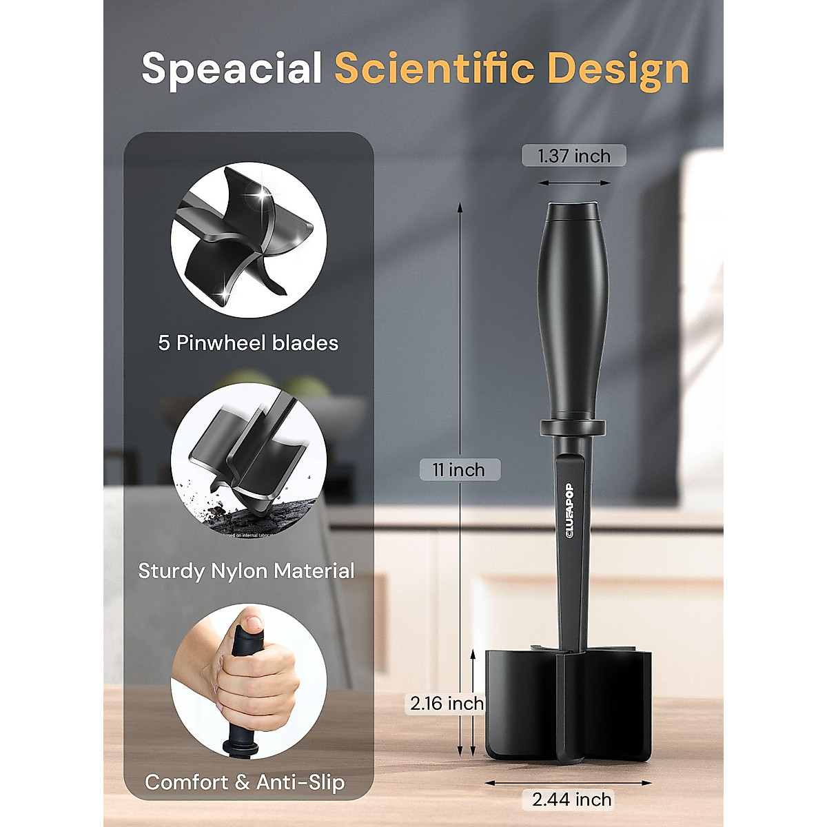 Meat Chopper, Hamburger Smasher Tool, Ground Beef Chopper Tool and Premium Heat Resistant Masher, Ground Turkey and More, Nylon Ground Beef Chopper Tool and Meat Fork, Non Stick Mix Chopper