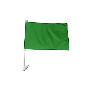 Solid Green Car Window Clip Flag Fade Resistant Vehicle for Patriotic, Sports Events, Parades - Premium - Double Side Printing (Pack of 100)