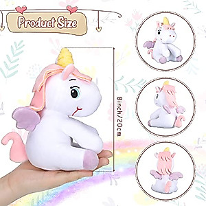 Skylety 4 Packs Easter Egg Stuffed Animals 6 Inch Easter Eggs Filled with Llama Unicorn Chick Rabbit Plush Inside for Easter Basket Stuffers Presents Exchange Party Favors Gifts