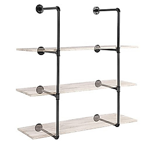 LIANTRAL Industrial Shelves Wall Mount Iron Pipe Shelving Bracket for Garage Storage Home Decor