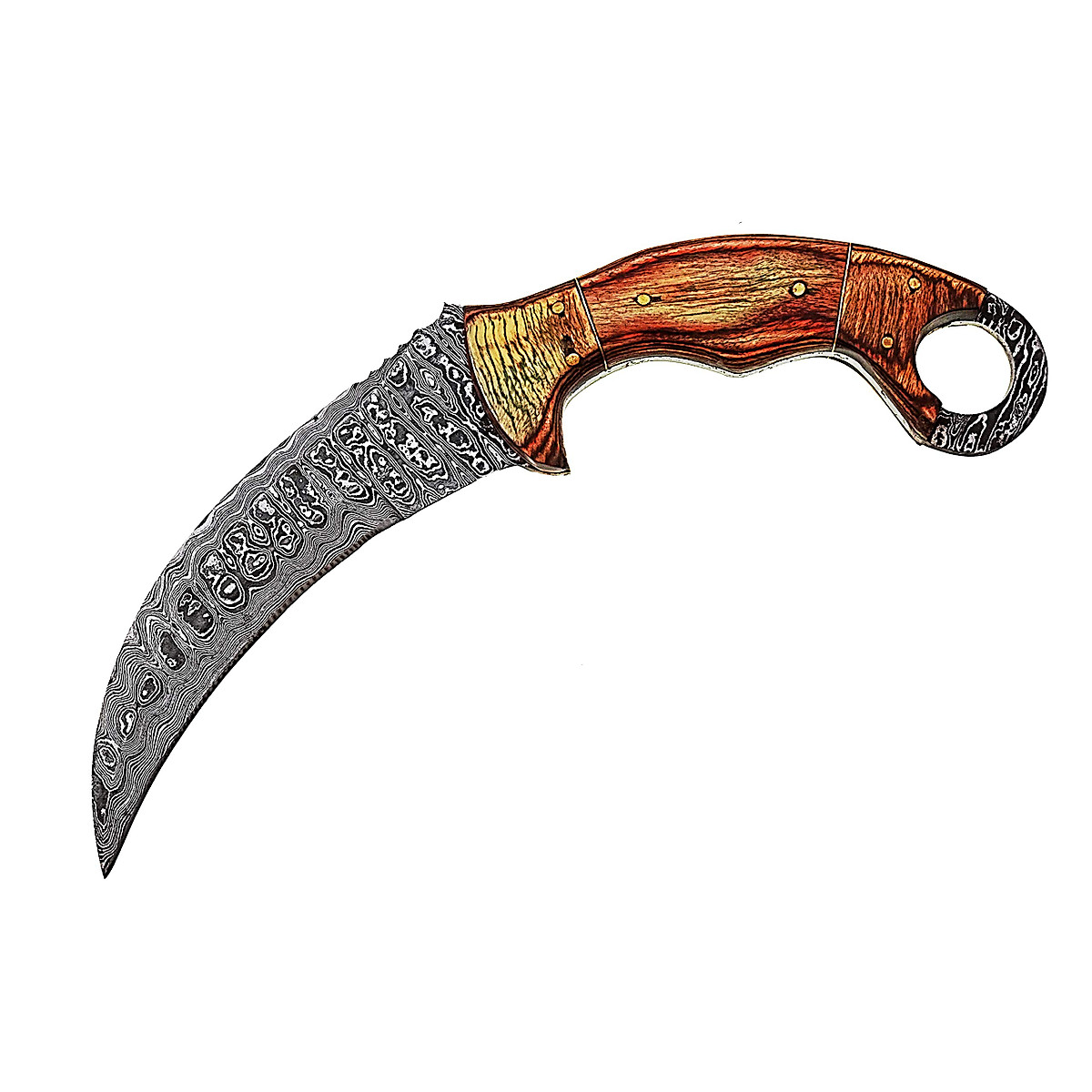 Damascus Steel Hunting Knife - Fixed Blade Knives with Sheath - Firm Grip Handle