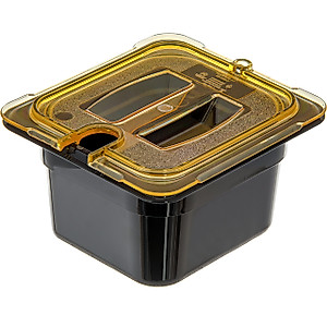 Carlisle FoodService Products 10511U13 StorPlus High Heat Universal Handled Notched Food Pan Lid, Sixth Size, Amber