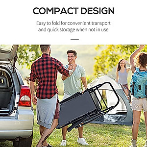 Outsunny Set of 2 Rocking Chairs Patio Lawn Chair Beach Folding Chairs with Pillow, Outdoor Portable Rocker for Camping Fishing Beach, Grey