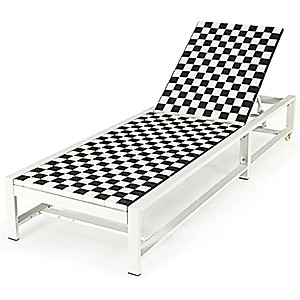 FKSDHDG Adjustable Patio Recliner, Wheels for Garden Terrace