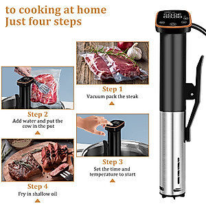 Sixfivsevn Sous Vide Cooker, Sous Vide Machine 1100 W, Immersion Circulator Precisional Cooker with Touch Control, Accurate Temperature, Ultra-quiet, IPX7 Waterproof, Fast Heating and Time Control