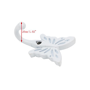 Mewutal 6PCS Butterfly Shaped Wall Hooks White Wall Mounted Coat Hangers Zinc Alloy Towel Hooks for Tie Bag Clothes Scarf, with Screws (Length: 55mm/2.17", Width: 1.38")
